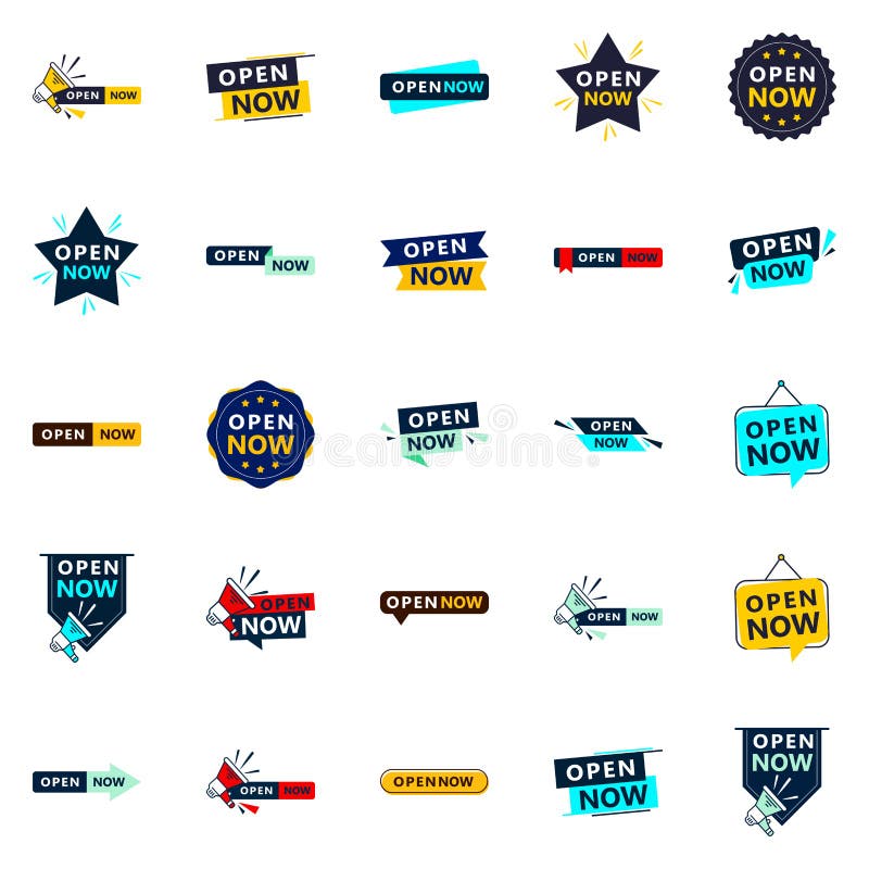 25 Highquality Open Now Sign Templates Stock Vector - Illustration of ...