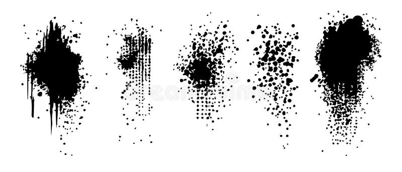 HighResolution Black Ink Splatter Textures Five Unique Designs Stock ...