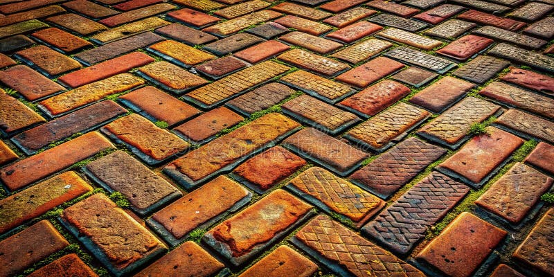HighResolution CloseUp of Cracked Interlocking Brick Pavement a ...