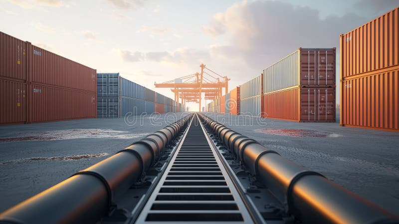 Highresolution 3D Illustration of Isolated Container Yard Drainage ...