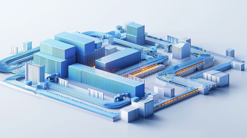 Highresolution 3D Illustration of Isolated Container Yard Drainage ...