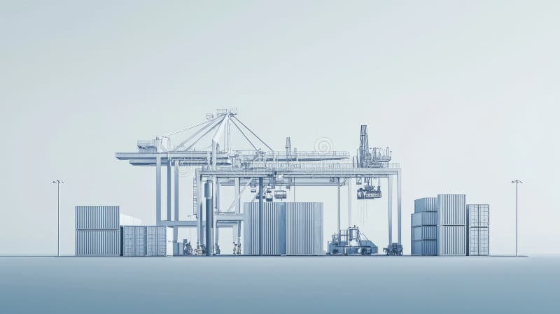 Highresolution 3D Render of Container Terminal Operations Stock ...