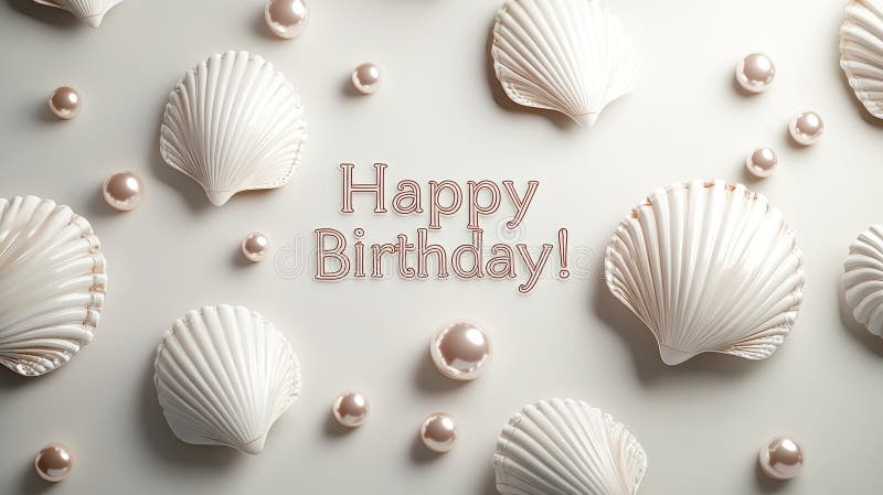 Highresolution 3D Shell and Pearl Doodle for Birthday Stock ...