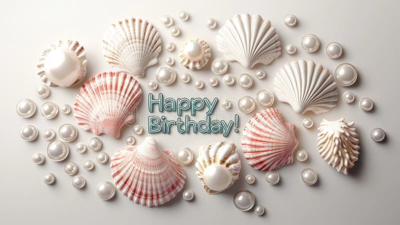 Highresolution 3D Shell and Pearl Doodle for Birthday Stock ...