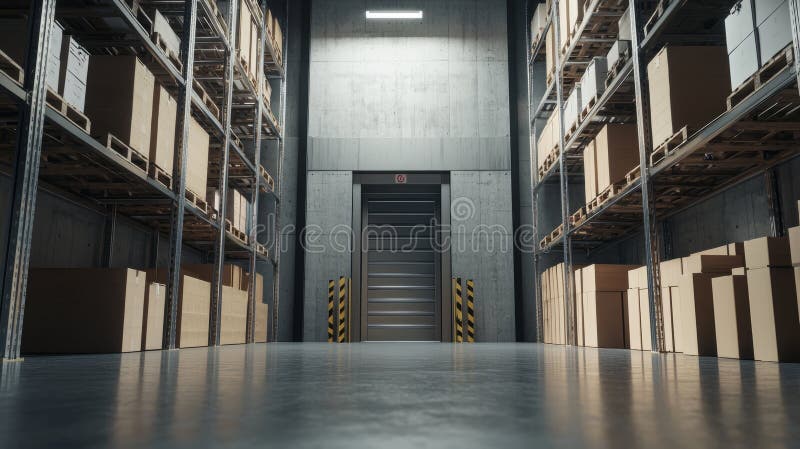 Highresolution 3D Warehouse Freight Elevator Depiction Vertical ...