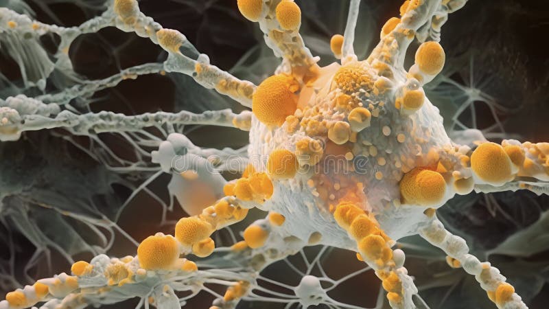 Highresolution Electron Microscope Image of a Microglia Cell Attached ...