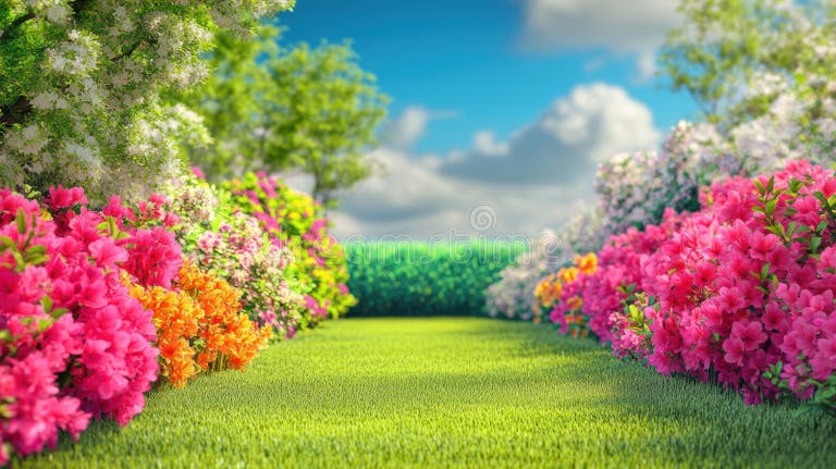 Highresolution Garden Scene Digital Artwork Vivid Stock Illustration ...