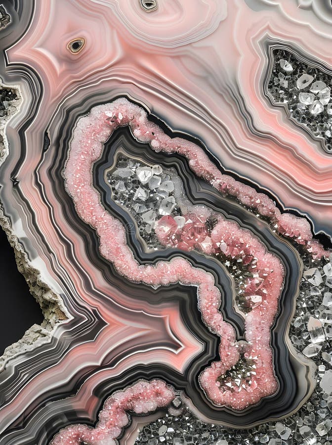 Photograph Capturing Intricate Pink and Gray Agate Patterns and ...