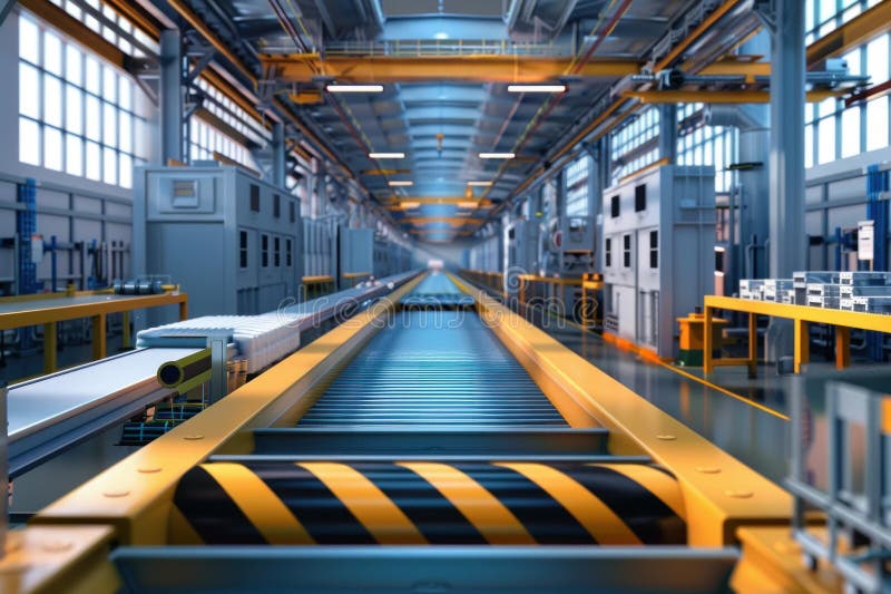 Modern Automated Factory Interior with Conveyor Belt Stock Photo ...