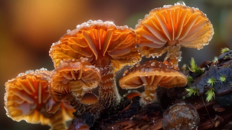 Highresolution Image of Fungal Fruiting Bodies Featuring Delicate ...