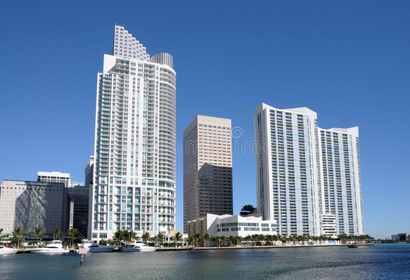 Highrise Buildings in Miami Stock Photo - Image of biscayne, district ...