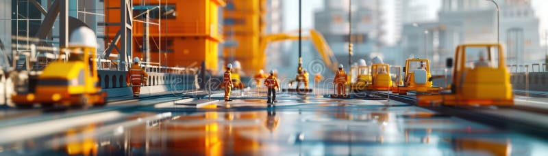 Highrise Construction Workers Depicted through Abstract 3D Models Stock ...