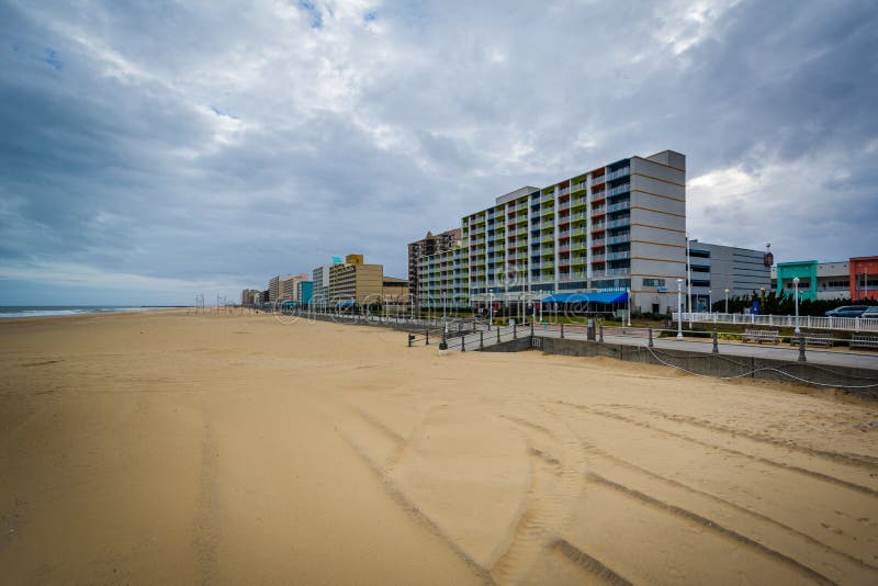 Highrise Hotels on the Oceanfront at Night, in Virginia Beach, V ...