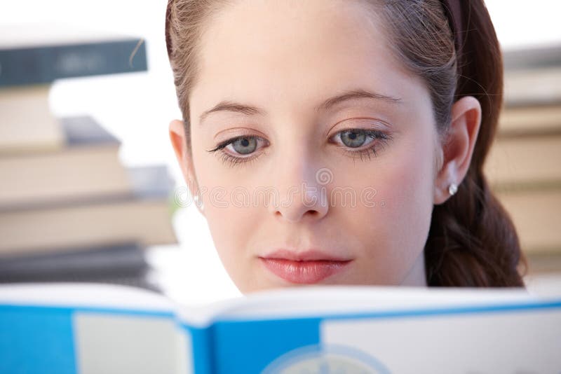 Highschool Student Reading Exercise Book Stock Image - Image of books ...
