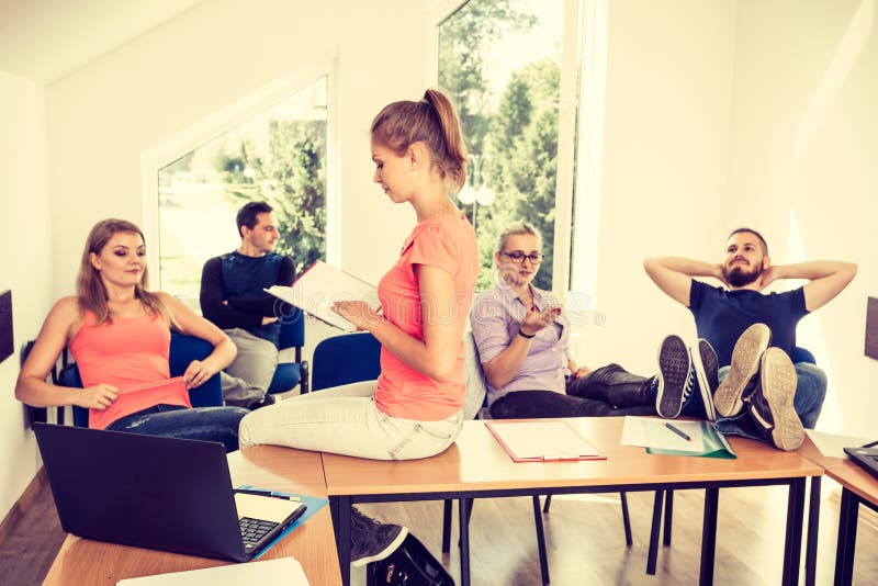 Students in Classroom during the Break Stock Photo - Image of girl ...