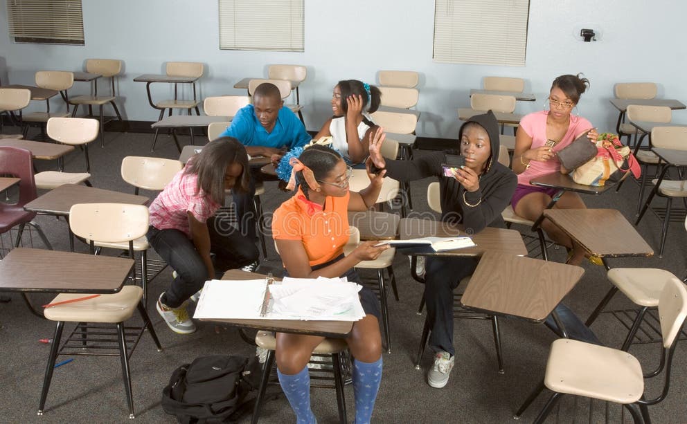 Highschool Students Messing in Class during Break Stock Photo - Image ...