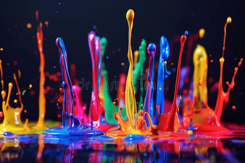 Vibrant Paint Splash Dance on Dark Background Stock Illustration ...