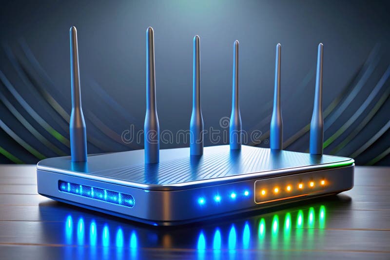 Highspeed Internet Router with Glowing Indicators Stock Illustration ...