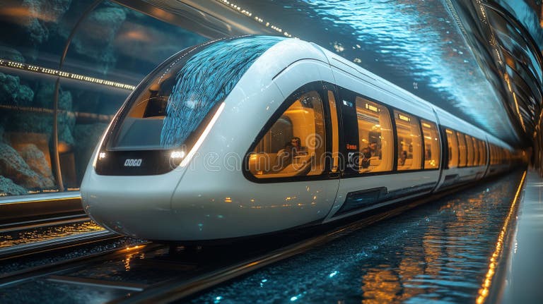 Highspeed Maglev Train Navigating through an Innovative Underwater ...