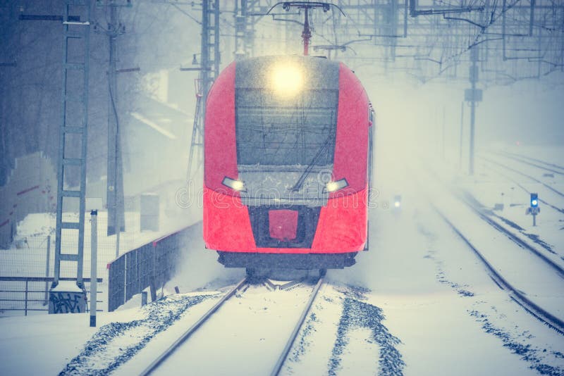 Highspeed Train Approaches To the Station. Stock Photo - Image of storm ...