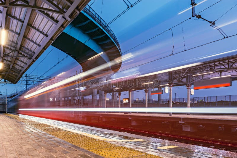 Highspeed Train Arrives To the Station Platform. Stock Photo - Image of ...