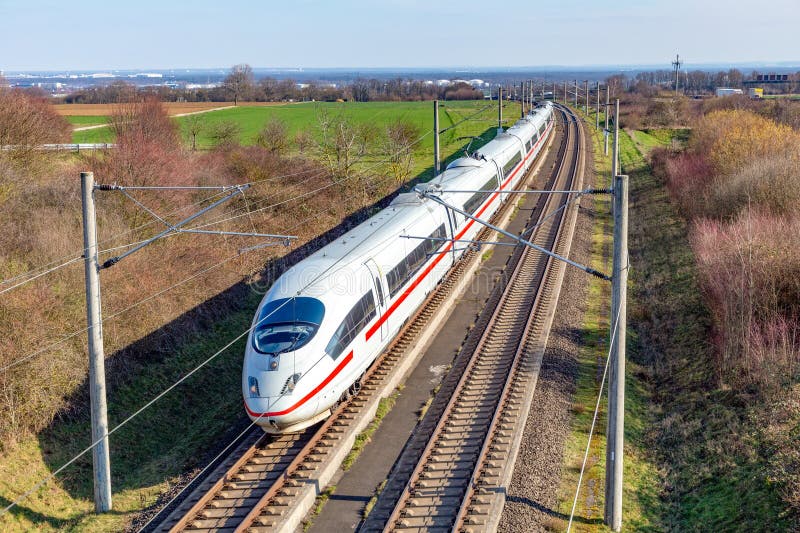 Highspeed Train ICE - Inter City Express - Passes a Bridge in Rural ...