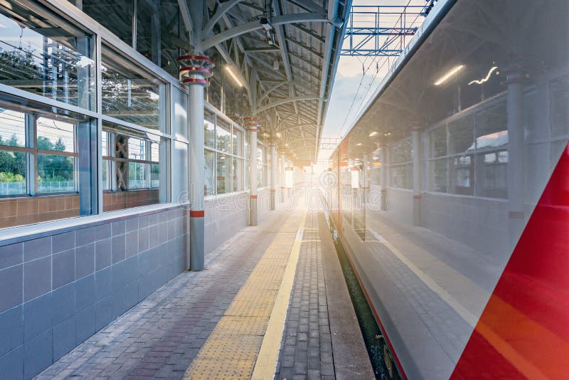 Highspeed Train Stands by the Station Platform. Stock Image - Image of ...