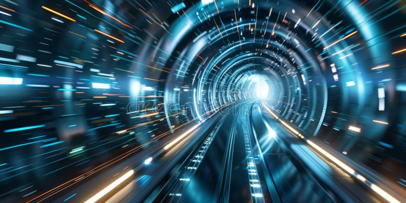 Highspeed Tunnel with Light Trails Symbolizes Innovation and Advanced ...