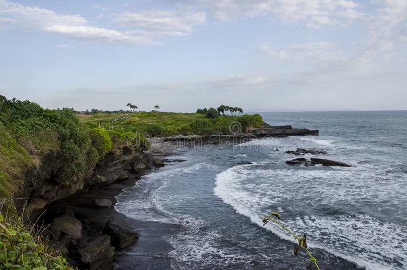 Hight Cilff Hill Next To Deep Blue Sea and Big Wave Stock Photo - Image ...