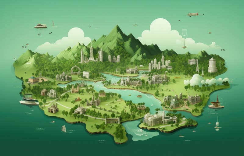 A Hight Detail Map with ESG Style, Set Zero Green Concept Stock ...