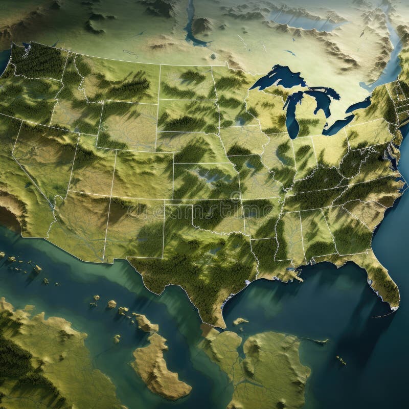 Hight Detail Map of Usa with ESG Style Set Zero Green Concept Stock ...