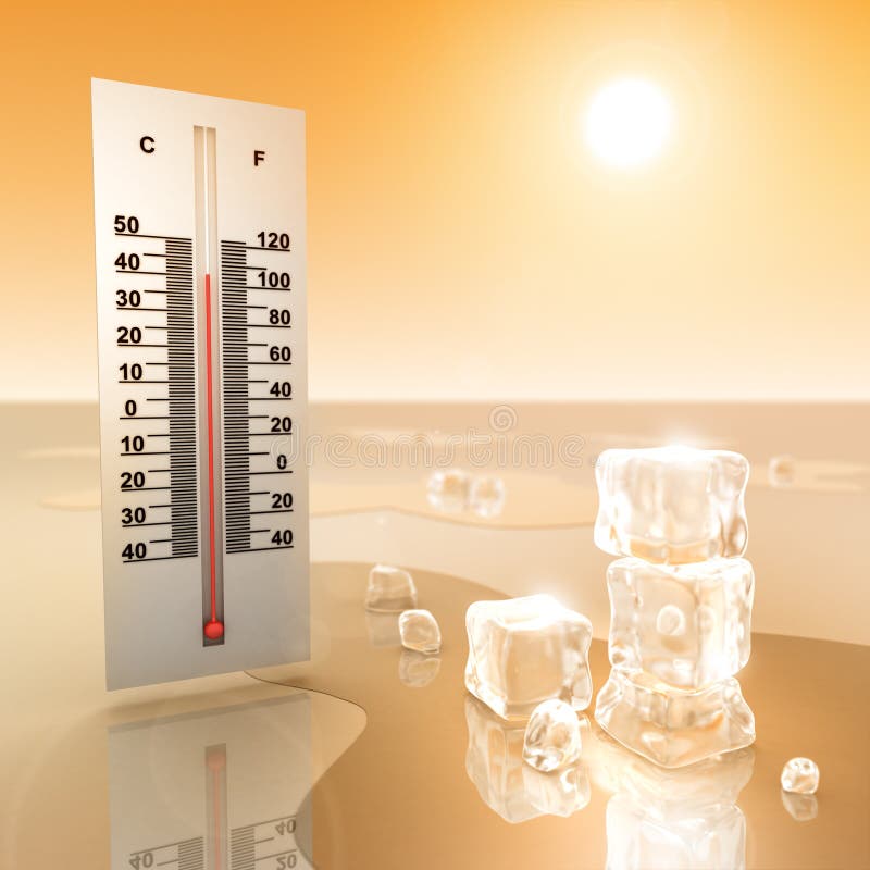 High Air Temperature and Ice Cubes. Stock Illustration - Illustration ...