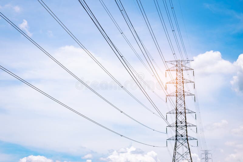 Hight Voltage Electric Towers, a Long Electrical Cable Across the Sky ...
