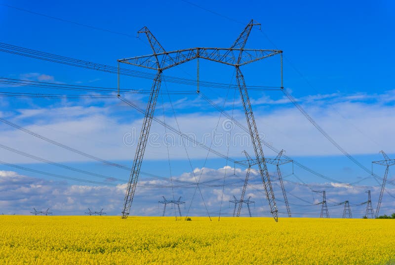 Hight voltage power line stock image. Image of field - 50266461