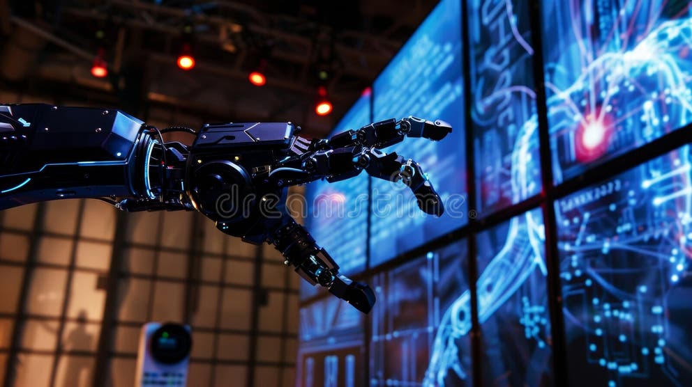 The Hightech Backdrop of this Podium Features a Network of ...