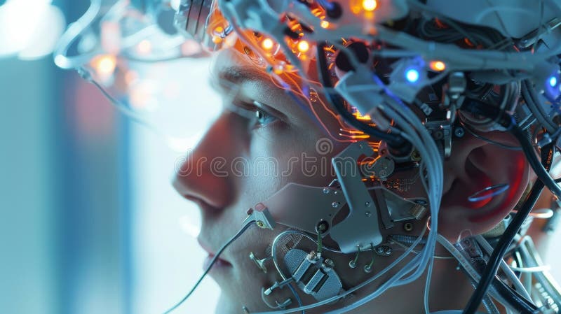 A Hightech Brain Mapping Machine with Wires and Electrodes Attached To ...