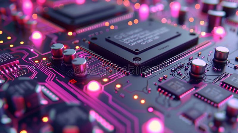 Hightech Circuit Board with LED Lights, Electronic Components for ...