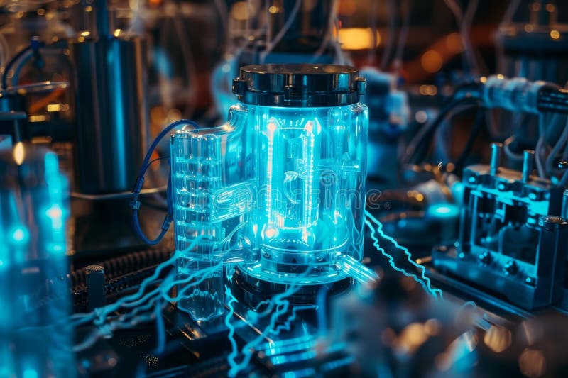 Futuristic Tech Core with Glowing Blue Lights Stock Photo - Image of ...