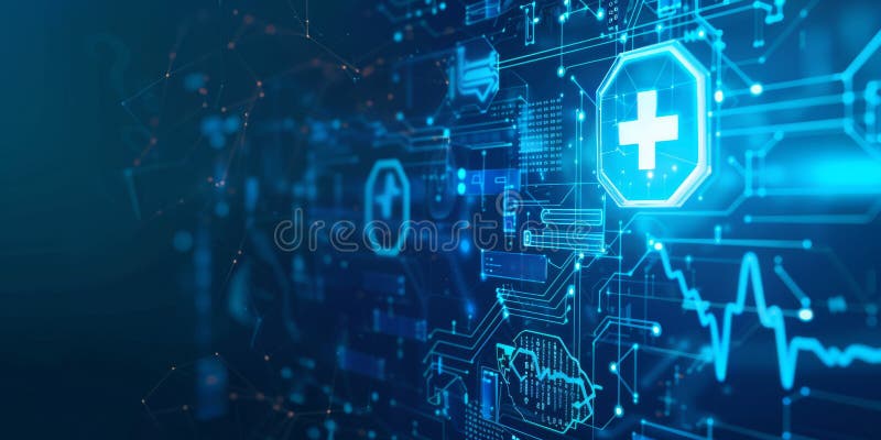 A Hightech Health Interface with Medical Icons and Complex Data ...