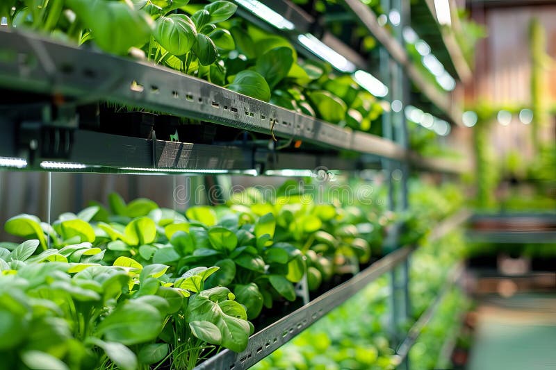 Hightech Hydroponic Farm with Vertical Shelves Stock Illustration ...