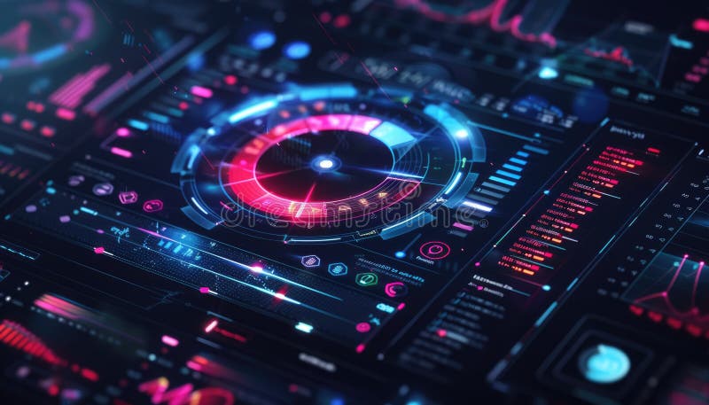 Hightech Interface with Futuristic Data Visualizations and Analytics ...