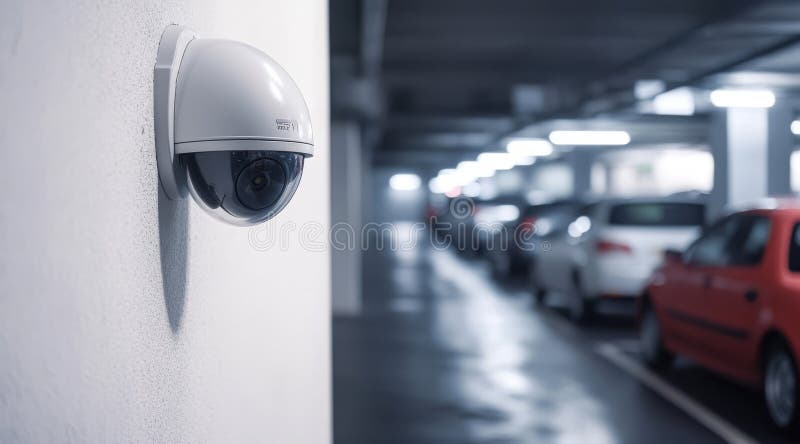 HighTech IP Security Camera Installed in a Contemporary Parking Lot for ...