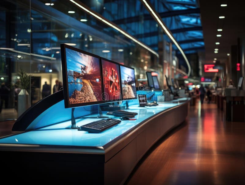 Hightech Office with Digital Signage and Automation Stock Illustration ...