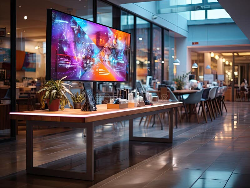 Hightech Office with Digital Signage and Automation Stock Illustration ...