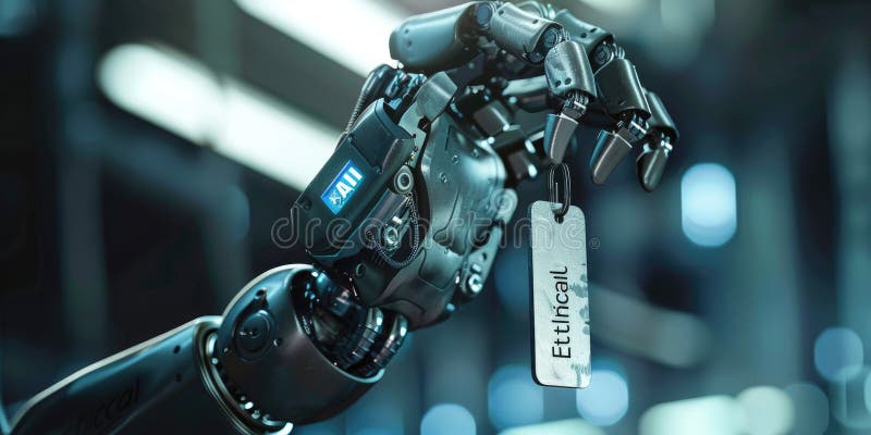 In a Hightech Setting, an Artificial Intelligence Robot Hand is Seen ...