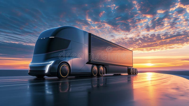 A Hightech Truck Trailer with a Sleek Design and Advanced Fuel ...