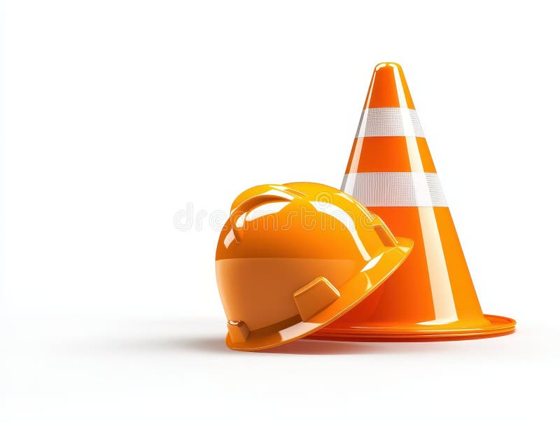 Highvisibility Traffic Cone and Protective Helmet, Essential Safety ...
