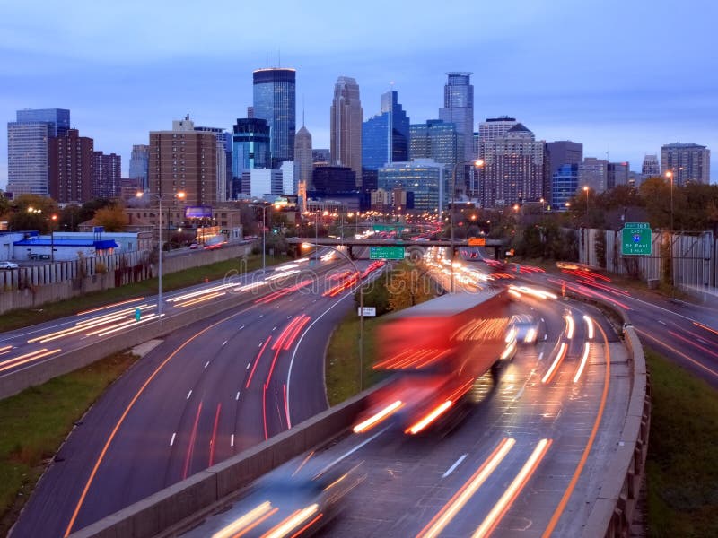 Freeway Entrance To City of Minneapolis, Minnesota Stock Image - Image ...