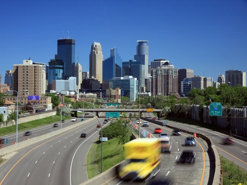 Highway 35W in Minneapolis stock image. Image of tall - 6828941