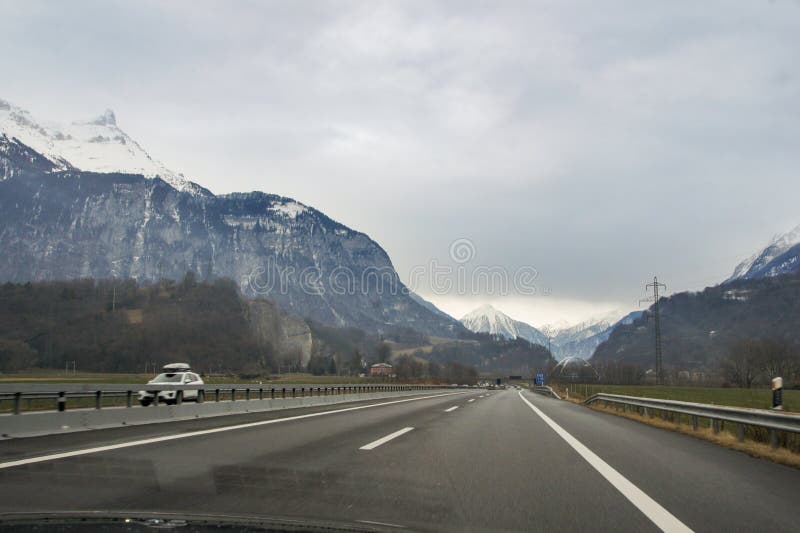 Highway in the Alps. stock photo. Image of auto, move - 116888638